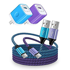 Android Charger for Samsung Galaxy S23 S22 Ultra S21+ S21 S20 Fe 5g S10 A12 A02s A03s A53 5g Note 20, Google Pixel 7 Pro 6 6a 5 5a USB C Charger Block +6 Ft long USB to USBC Cable Fast Charging Type C