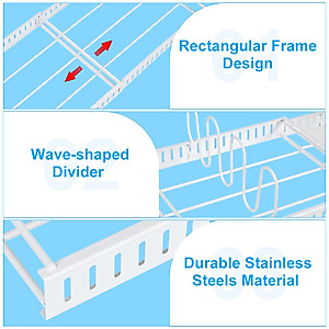 Expandable Food Container Lid Organizer,Large Capacity Adjustable 10 Dividers Detachable Lid Organizer Rack for Cabinets, Cupboards, Pantry Shelves, Drawers to Keep Kitchen Tidy,White(Patent Pending)
