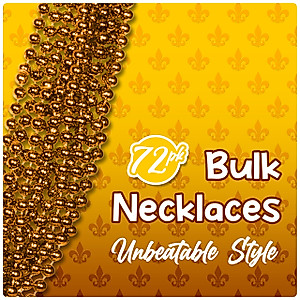 Windy City Novelties - 33" Inch Metallic Bead Necklace Bulk 72 Pack (Gold)