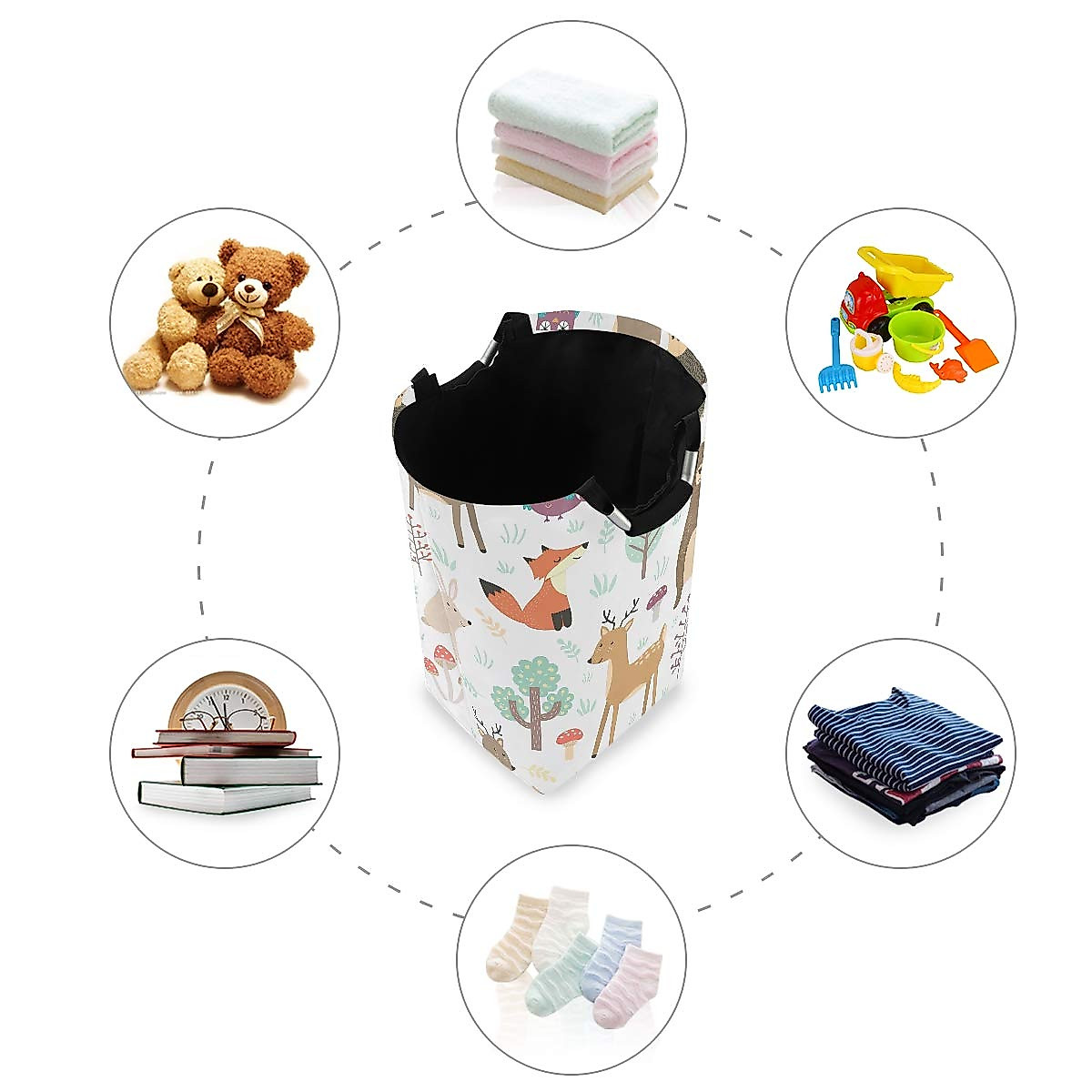 OREZI Cute Fox Animals Laudry Basket,Waterproof and Foldable Laundry Hamper for Storage Dirty Clothes Toys in Bedroom, Bathroom Dorm Room