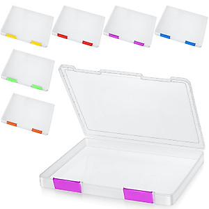 PerKoop 6 Pcs Clear A4 File Box Document Plastic Storage Box Paper Plastic Case Board Game Storage Containers Magazine Protector File Holder with Buckle (Colorful,12.4 x 9.84 x 1.18 Inches)