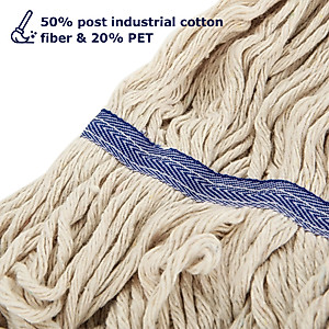 6Pcs Commercial String Mop Head, Loop-End Mop Head Replacement, Heavy Duty Mop Head Refills, 6 Inch Headband, Cotton Looped End Wet Cleaning Mop Refill for Home, Industrial and Commercial Use