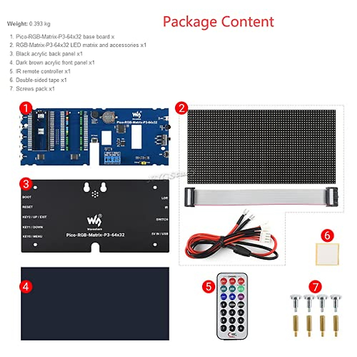 XYGStudy RGB Full-Color Multi-Features Digital Clock for Raspberry Pi Pico, 64×32 Grid, Accurate RTC