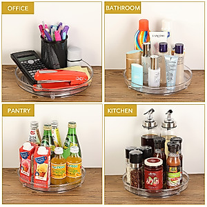 URALFA 9 Inch Lazy Susan Spice Rack Organizer, 360 Degree Rotating Round Lazy Susan Turntable for Cabinet, 2-Pack, Clear