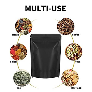 100 Pieces Resealable Mylar Bags 3.3x5.1 inch, Smell Proof Pouch Stand Up Zipper Lock Aluminum Foil Bag, Packaging for Small Businesses, Packaging Bags for Storage Supplies (3.3x5.1 inch, Black, 100)