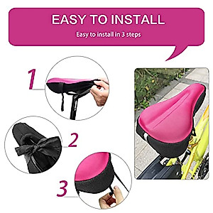 TOMDLING Kids Gel Bike Seat Cushion Cover, Breathable Memory Foam Child Bike Seat Cover, Seat Cushion for Children's Bicycle, with Water and Dust Resistant Cover, 9"x6" (Pink)