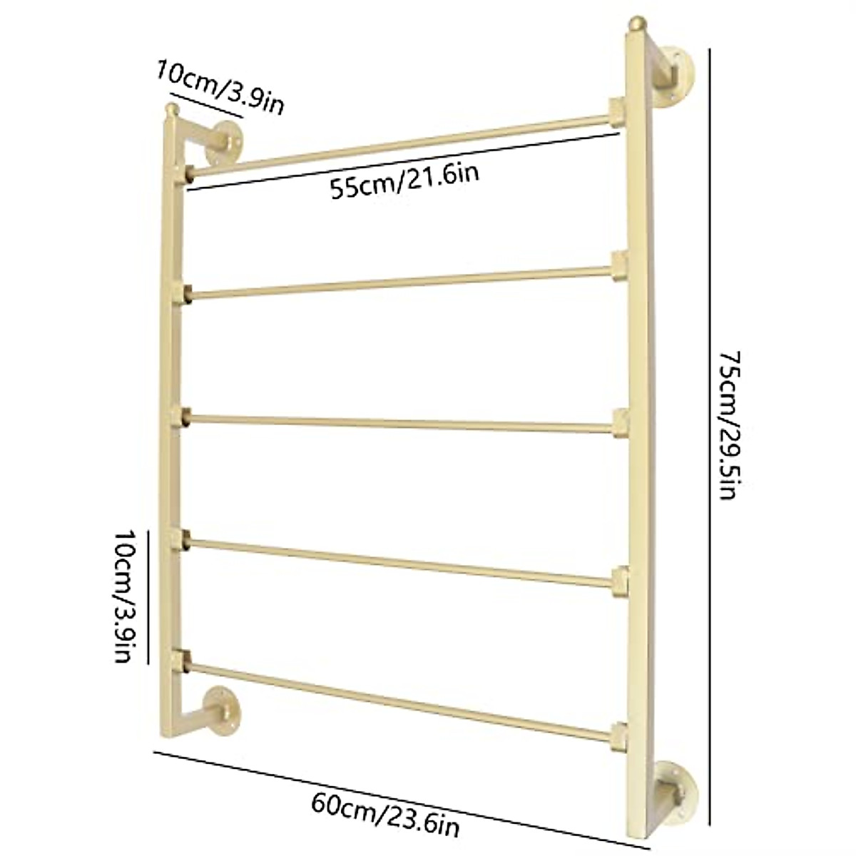 5 Tier Retail Display Tie & Scarf Rack,Towel & Belt &Ribbon Organizer Rack Hanging Bar,Wall Mount Tie Rack Scarves Rack, Towel Rack, Pants Belt Rack, Necktie Holder, for Home Clothing Retail Store