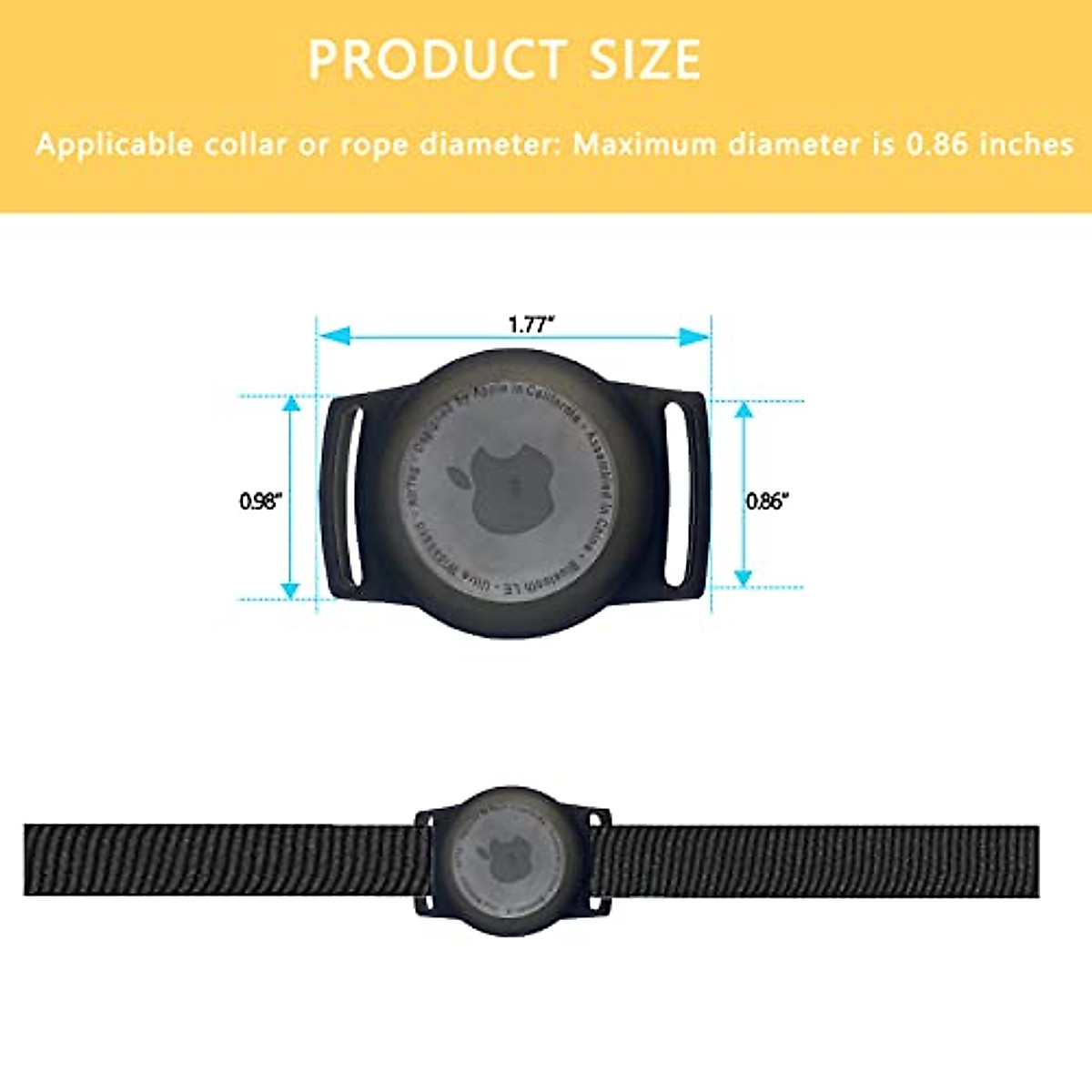 2 Pack Airtag Dog Collar Holder for Apple Airtag, Protective Airtag Case for Dog cat Collar, TPU Anti-Lost Air Tag Cover Compatible with Apple Airtag Track, Pet Collar Airtag Protector