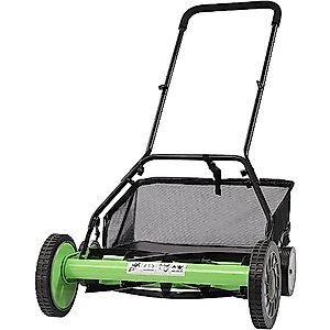 TBVECHI Cordless Manual Lawn Mower with 5-Blades, Adjustable Cutting Handle Height Push Lawn Mower with Grass Catcher, 5381ft2 Grass Cutter (20")