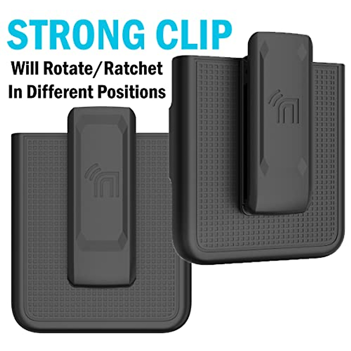 Case with Clip for Galaxy Z Flip 3 5G, Nakedcellphone [Grid Texture] Slim Hard Shell Cover and [Rotating/Ratchet] Belt Hip Holster Holder Combo for Samsung Z Flip3 Phone (SM-F711, 2021) - Black