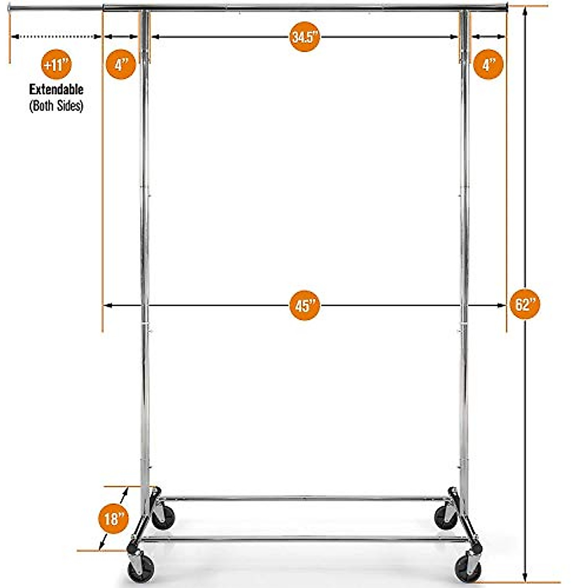 HOME IT Clothes Rack Heavy Duty Commercial Grade Chrome Clothes Rail for Clothing, Garment Rack Adjustable Clothing Rack, Clothing Rail 200 LBS Capacity