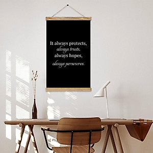 Mousus It Always Protects,always Trusts,always Hopes,always Perseveres Natural Wood Hanger Frame & Canvas Poster Hanging Painting Wall Home Decorative Artwork for Living Room Bedroom Office Holiday Gi