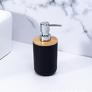 6PCS Bathroom Accessories Set - with Toothbrush Holder, Toothbrush Cup, Soap Dispenser, Soap Dish, Toilet Brush Holder, Trash Can Practical Toilet Kit for Home Washing Room (Black)