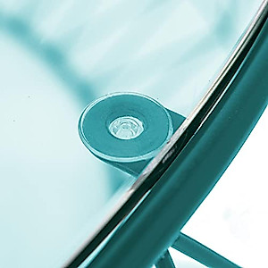 LeisureMod Malibu Modern Geometric Base Round Glass Top Coffee Table, Blue