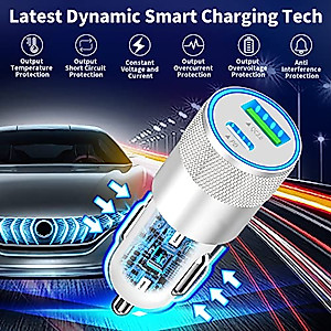 [Apple MFi Certified] iPhone Fast Car Charger, Caiinei 48W Dual PD/QC3.0 USB-C Power Car Charge Adapter + 2 Pack 6FT Coiled Lightning Cable Quick Car Charging for iPhone 14 13 12 11 Pro Max/XS/XR/iPad