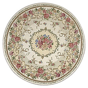 TEALP Rustic Floral Area Rugs Country Rose Mats Medallion Round Mats Vintage Rugs for Playroom/ Living Room/ Bedroom Non Slip Floral Rugs for Kids, Girls 31.5''x31.5''