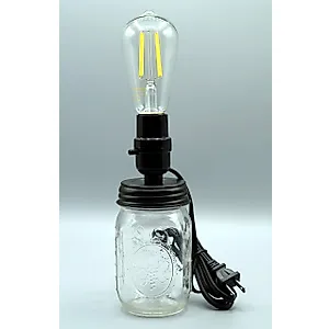 Creative Hobbies DIY Mason Canning Fruit Jar Lamp Making Kit is Pre-Wired and Easy to Use - Black Color Lid & Socket Great for Lamp Conversion