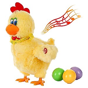 AOSUYOU Animal Toy Chicken Laying Egg Electric Plush Crazy Chicken Crazy with Sound Music