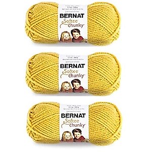 Bernat Softee Chunky Yarn, Super Bulky #6, 3 Skeins Glowing Gold 28607
