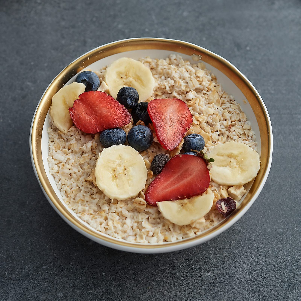 Pokini Matte White Porcelain Dinnerware Sets 12 Piece Service for 4, Dishes, Round Plates, Bowls, Golden Rim Dish Set for Home Decor