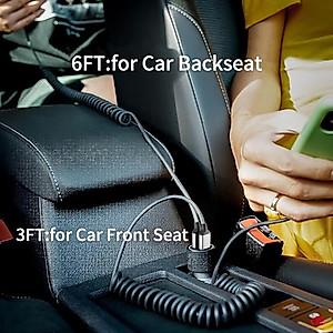 Coiled Lightning Cable for Car (3FT/6FT), 2Pack Retractable iPhone Charger Cord Fast Charging, [MFi Certified] Short Apple CarPlay USB to Lightning Cord for iPhone 14 13 12 11 Pro Max XR XS 8 SE, iPad