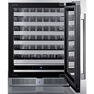 Summit 24 Inch Wine Cellar Shallow Depth Wine Refrigerator, Dimmable LED Light, Lock, Commercial or Residencial Use- SDHW2442(RHD, Stainless Steel)