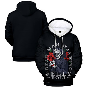ZJHXQEVC Jelly Roll Merch Skull Hoodie Unisex Long Sleeve Hooded Casual Fashion Sweatshirts Street Clothes (style4,XL)