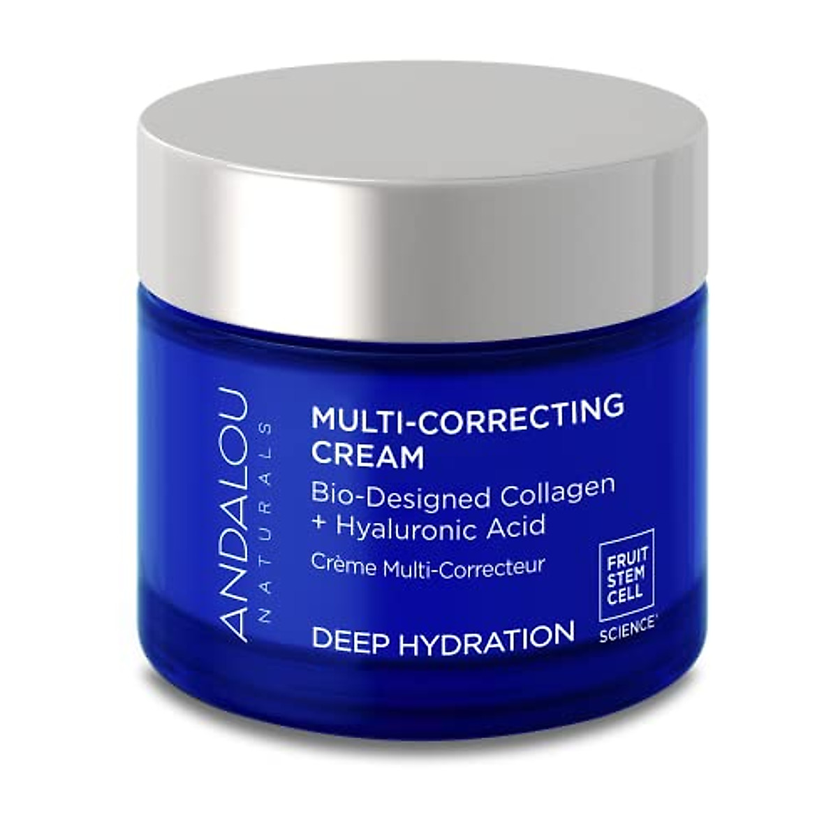 Andalou Naturals Deep Hydration Face Moisturizer, Multi-Correcting Cream, Day & Night Moisturizer for Face with Hyaluronic Acid & Vegan Collagen for Softer & More Supple Skin, 1.7 fl oz