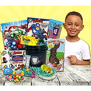 Avengers Easter Gift Basket For Kids Already Filled - Easter Care Package Gift Pack Bundle Prefilled With Easter Eggs Candy Chocolate for Boys Girls Young Children Toddlers Grandchildren