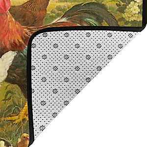 NiYoung Bedroom Living Room Kitchen King Size Area Rug Home Decor - Chickens and Farm Little Rooster Floor Mat Doormats Quick Dry Bath Mat Yoga Mat Throw Rugs Runner (60 x 39 Inch)
