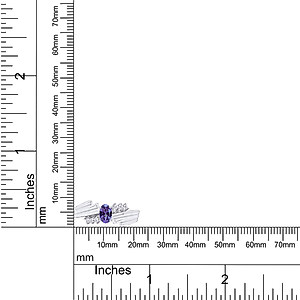 AFFY 6X4MM Oval Shape Simulated Amethyst and Round Natural Diamond Engagement Ring in 14K White Gold Over 925 Sterling Silver Ring Size 7.5