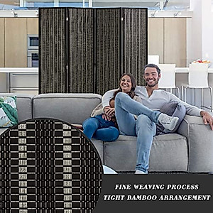Bamboo Room Divider Folding Privacy Screen 4 Panel 72 Inches High 17.7 Inches Wide Room Divider for Living Room Bedroom Study,Black