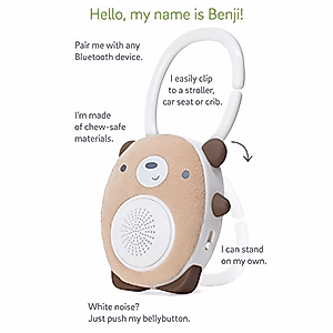 WavHello SoundBub, White Noise Machine and Bluetooth Speaker | Portable and Rechargeable Baby Sleep Sound Soother – Benji The Bear, Brown