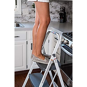 Rubbermaid 3-Step Steel Ladder, Folding Step Stool with Hand Grip and Non-Slip Feet, White, Tested to ANSI US Safety Standards, No Assembly Required (Amazon Exclusive)