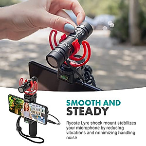 Movo DoubleMic V2 Two-Sided Supercardioid Video Shotgun Microphone for iPhone, Android, Smartphones or DSLR Camera - Dual Capsule External Mic with Improved Wind Protection - Latest Version