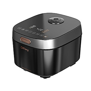 Offacy Rice Cooker Maker 8 Cup Uncooked 8 Preset Programs, Smart Fuzzy Logic, Large Stainless Steel Steamer, Friendly Touch Panel and LED HD Display, Auto Keep Warm, Quick Cook, Black