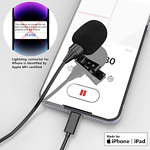 ALTSON Professional Lavalier Microphone for iPhone/Video Conference/Podcast/Voice Dictation/YouTube Grade Omnidirectional Phone Audio Video Recording Condenser Microphone (9.98ft)