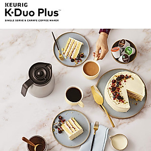 Keurig K-Duo Plus Coffee Maker, Single Serve and 12-Cup Carafe Drip Coffee Brewer, Black + Starbucks K-Cup Coffee Pods — Blonde, Medium & Dark Roast Variety — 1 Box (40 Pods Total)