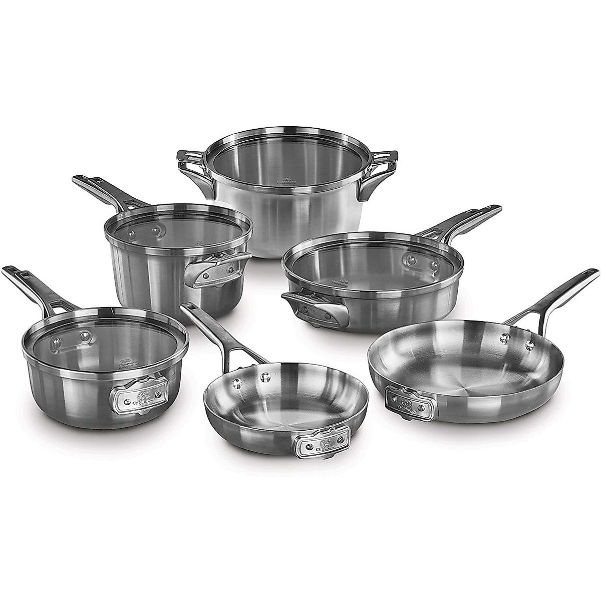Calphalon Premier Space-Saving Stainless Steel Pots and Pans, 10-Piece Cookware Set