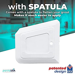 PentaUSA Tile Grout Filler Tube – 8.8oz Grey Tile Grout Repairs Renews Fills Tubes, Fast Drying Grout Repair Kit, Restores Bathroom, Renews Tile Joints, Extra Spatula Included - 250gr (Silverado Gray)