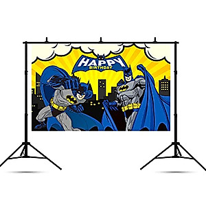 Bat Hero Backdrop for Birthday Party Decorations Blue Bat Hero Background for Baby Shower Party Cake Table Decorations Supplies Superhero Theme Banner 5x3ft