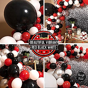 100 Red Black and White Balloons - Small & Large Red and Black Balloons Party Decorations Supplies Pack for Deadpool Birthday, Lumberjack Baby Shower, Graduation, Pirate, Ladybug, Race Car, Poker…