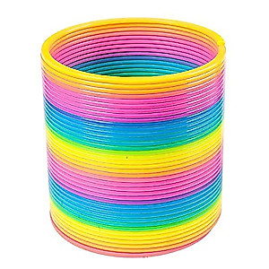 The Dreidel Company Jumbo Rainbow, Plastic Coil Spring, Party Favor for Kids, 7" (175mm) Individually Wrapped