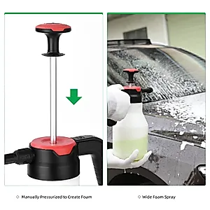 FOSHIO Car Wash Foam Pump Sprayer 0.4 Gallon, Hand Pump Pressure Sprayer with Trigger Lock Water Sprayer for Car Detailing, Lawn and Garden