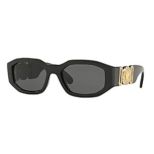 Versace VE4361 MEDUSA Rectangular GB1/87 53M Black/Grey Sunglasses For Men For women+ BUNDLE With Designer iWear Eyewear Kit