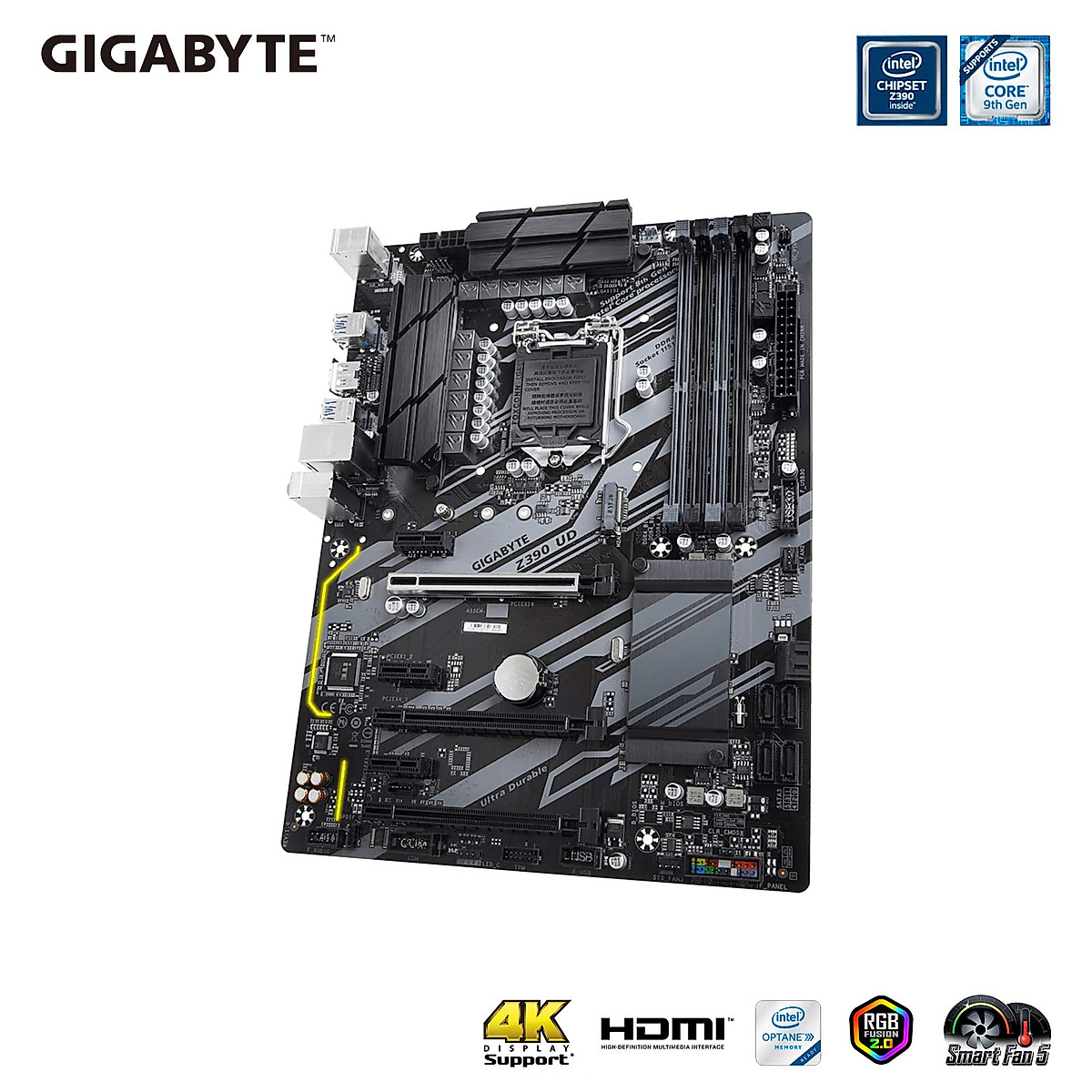 GIGABYTE Z390 UD (LGA 1151 (300 Series) Intel Z390 SATA 6Gb/s ATX Intel Motherboard for Cryptocurrency Mining with above 4G Decoding, 6 x PCIe Slots)