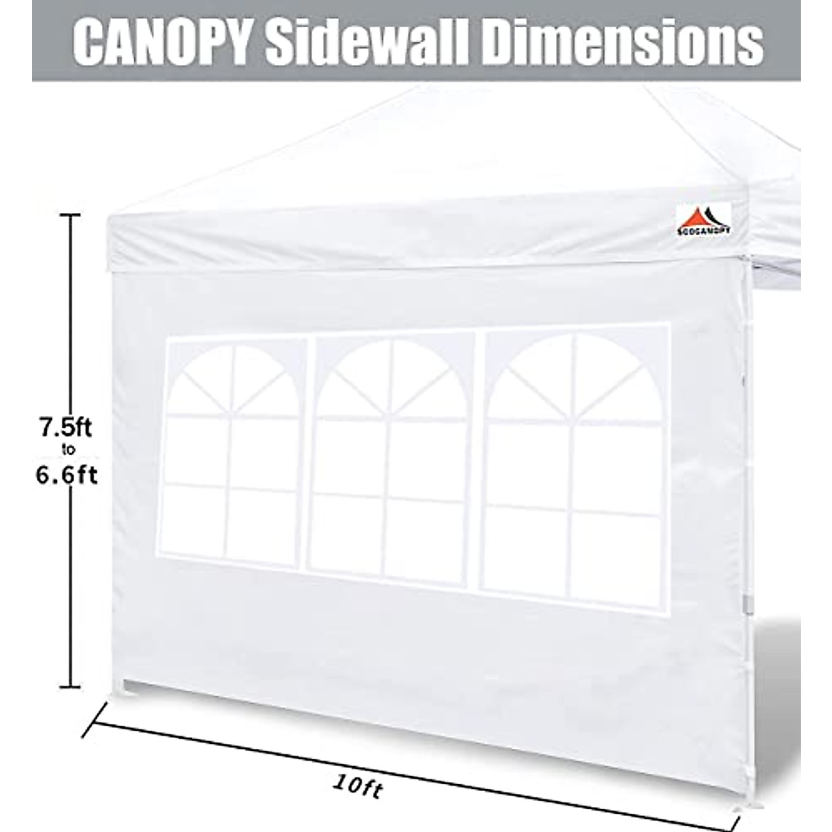 SCOCANOPY Sidewall for 10x10 Canopy Frame, 2 Pieces Sunwalls Only,White