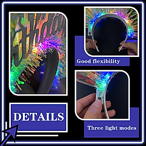 RENEMEGO Happy 40th Birthday Headband - Handmade LED Glowing Laser Light Up Birthday Crown Flashing 40 Years Old Bday Tiara Hair Accessories for Women Party Favors Gifts Photo Prop Decorations