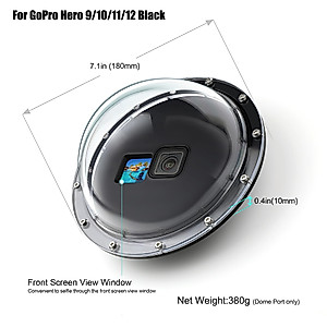 GEPULY Dome Port for GoPro Hero 9 10 11 12 Black, Underwater Waterproof Dome Port Housing Case + Floating Hand Grip + Trigger Accessories for GoPro Hero 12/Hero 11 /Hero 10 / Hero 9 Black Camera