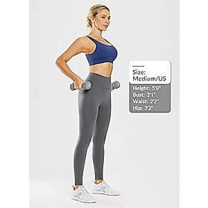 BALEAF Leggings for Women with Pockets Tummy Control Compression Workout Athletic Running High Waisted Yoga Pants 27'' Grey L